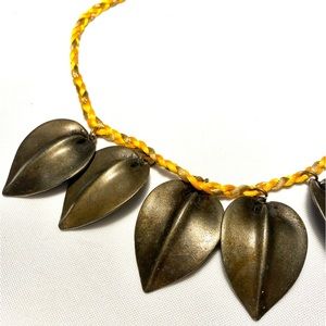 Mango | Jewelry | Brass Leaf Yellow Necklace From Mango | Poshmark